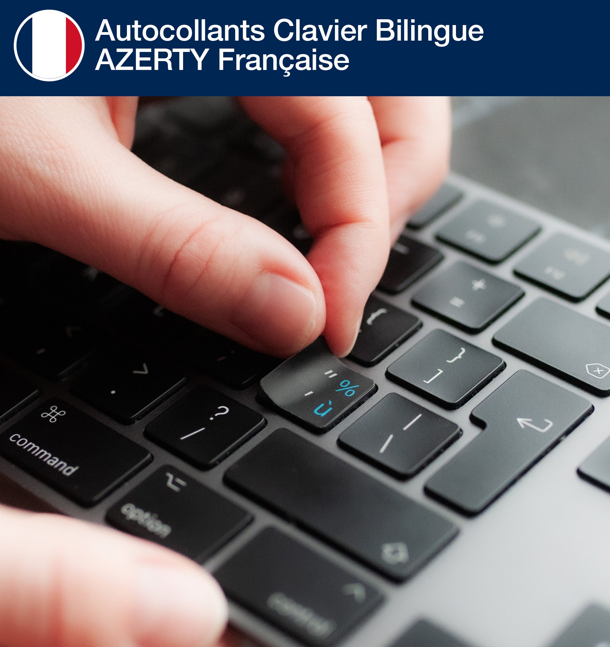 Stickers Autocollants Clavier Bilingue AZERTY Française • Keyshorts