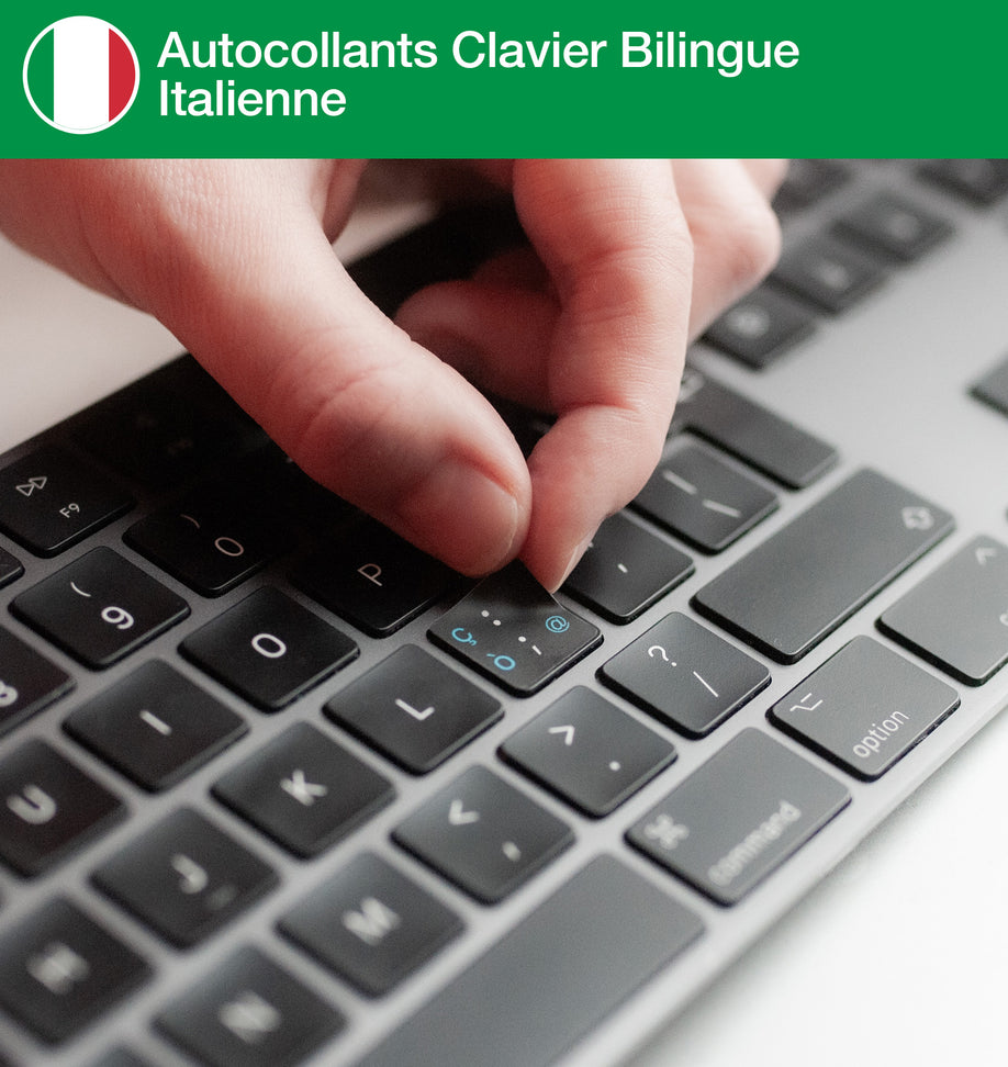 Stickers Autocollants Clavier Bilingue Italienne • Keyshorts