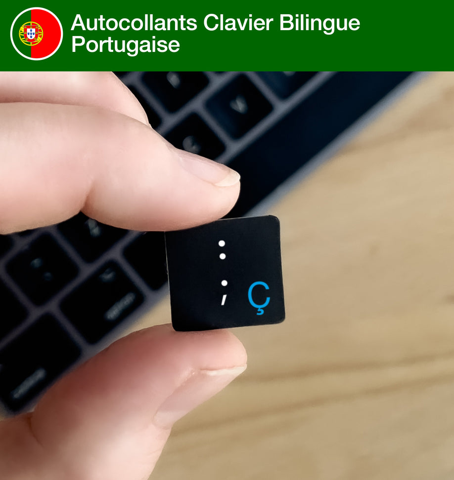 Stickers Autocollants Clavier Bilingue Portugaise • Keyshorts