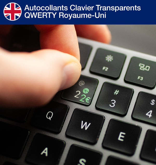 Stickers Autocollants Clavier Transparents QWERTY Royaume-Uni | Keyshorts